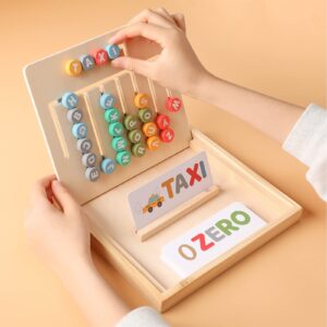 wooden letter and shape matching toys, kids card letter games, montessori toddler preschool learning alphabet and shapes toys