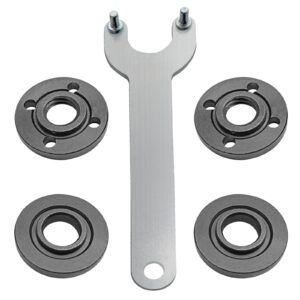 Grinder Angle Wrench with 4-Pack 5/8-11 Spanner Metal Lock Nut, Compatible with Dewalt Milwaukee Makita 193465-4 Bosch Black & Decker Ryobi 4.5" 5" 5/8-11