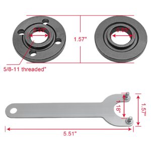 Grinder Angle Wrench with 4-Pack 5/8-11 Spanner Metal Lock Nut, Compatible with Dewalt Milwaukee Makita 193465-4 Bosch Black & Decker Ryobi 4.5" 5" 5/8-11