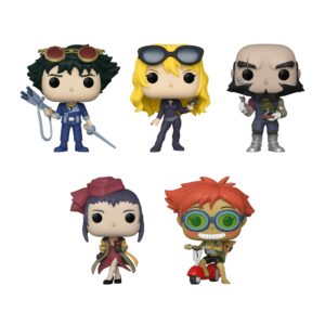 funko pop! cowboy bebop - set of 5 - ed on sccoter w/ein, jet black, spike spiegel, julia and faye valentine