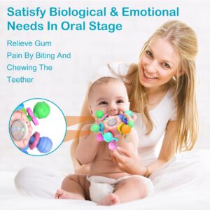 Baby Sensory Teething Toys: Montessori Toys Baby Teethers - Infant Newborn Gifts for 0 3 6 9 12 18 Months 1 Year Old Boys Girls - Baby Rattles Chew Toys - Developmental Learning Toy