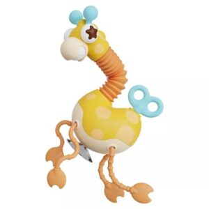 dorky giraffe montessori toy for 1-5y+, pull string activity toy with suction cup, sensory toys for toddlers, travel & bath toys for babies, & motor skill baby toy