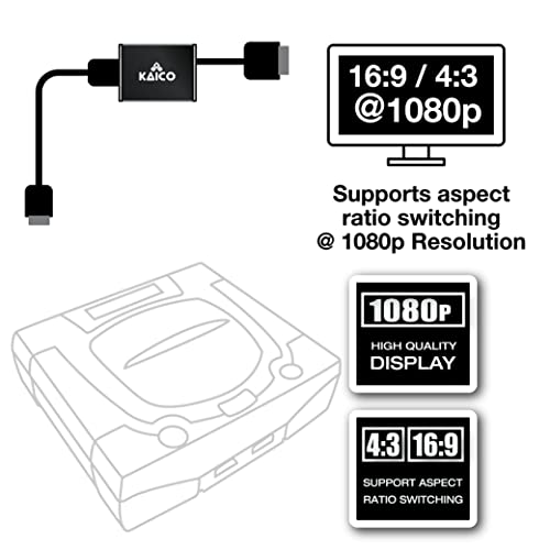 Kaico SEGA Saturn 1080p HDMI Adapter - for use with Sega Saturn - Supports S Video Output – Supports PAL and NTSC Consoles – Aspect Ratio Switch for 16:9 or 4:3