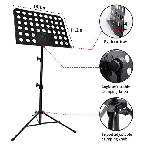 1/2/3 Pack Sheet Music Stand, Adjustable Music Stand with Carrying Bag, Professional Music Book Holder Music Sheet Clip Holder for Guitar, Ukulele, Violin Players(1 Pack)