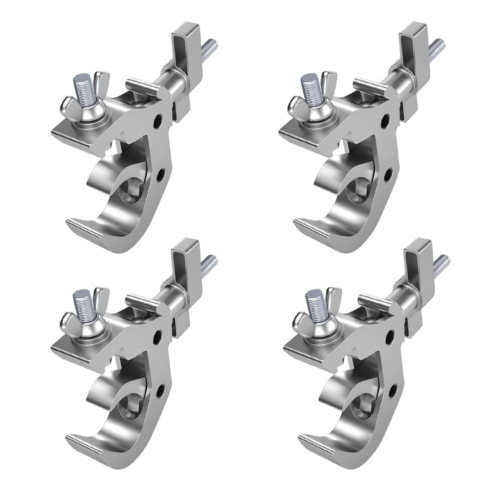 4Pack Heavy Duty Stage Lighting Clamps Hook,440lb Load Capacity Aluminum Alloy Clamps,Fit 1.6-2.0Inch Truss for DJ Lighting Projector Par Lights Spot Lights