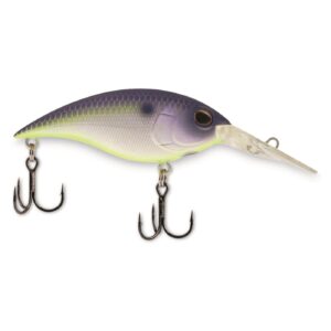 berkley money badger fishing lure, purple glimmer, 1/3 oz, 2.5in | 6.25cm, hybrid baitfish-crayfish design, patented flashdisc technology, equipped with sharp fusion19 hooks