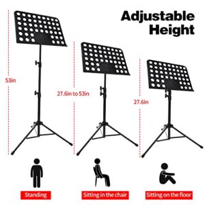 1/2/3 Pack Sheet Music Stand, Adjustable Music Stand with Carrying Bag, Professional Music Book Holder Music Sheet Clip Holder for Guitar, Ukulele, Violin Players(1 Pack)