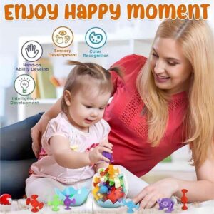 Suction Cup Toys 27 PCS Silicone Suction Bath Toys Travel Toys Window Toy for Kids Ages 3-8 Boys Girls Sensory Toys with Dinosaur Eggshell Storage