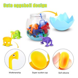 Suction Cup Toys 27 PCS Silicone Suction Bath Toys Travel Toys Window Toy for Kids Ages 3-8 Boys Girls Sensory Toys with Dinosaur Eggshell Storage