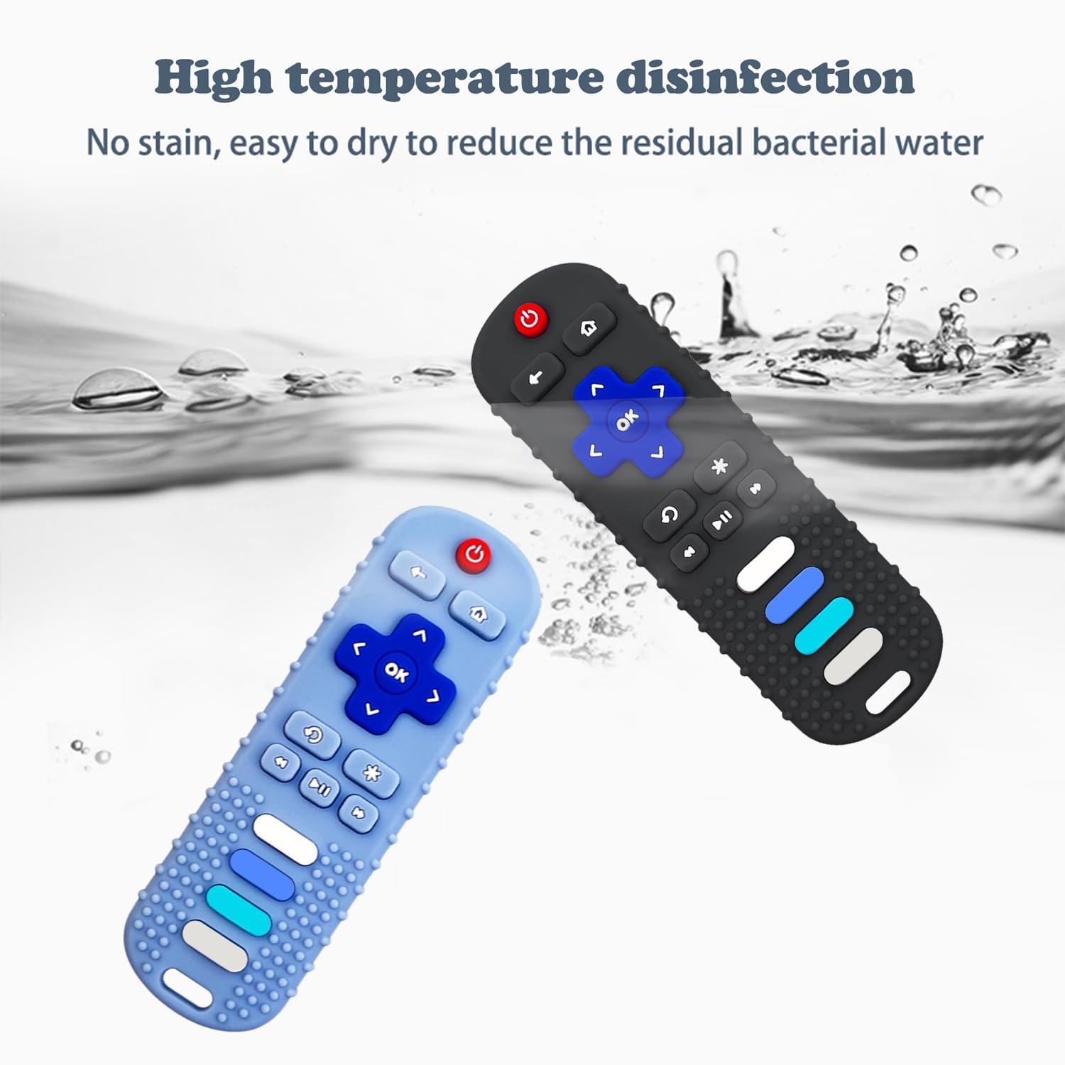 YAPROM 2Pcs Silicone Teething Toys, TV Remote Teether Toys for Baby Remote Teething Toys, Silicone Toy Remote for Infant&Toddler Boys Girls BPA Free/Refrigerator Safe