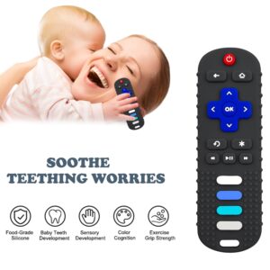 YAPROM 2Pcs Silicone Teething Toys, TV Remote Teether Toys for Baby Remote Teething Toys, Silicone Toy Remote for Infant&Toddler Boys Girls BPA Free/Refrigerator Safe