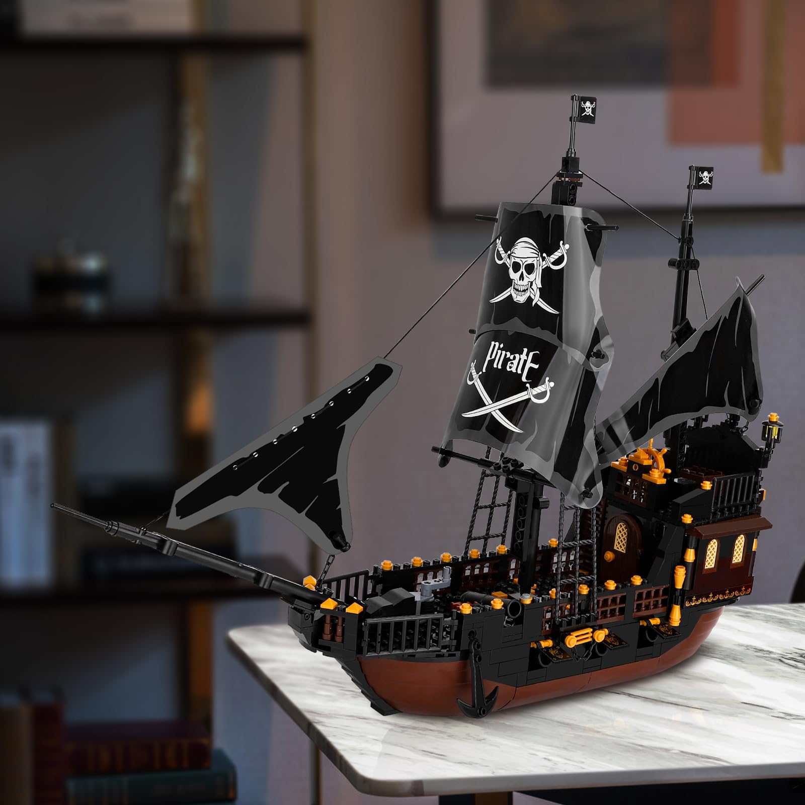 Yoxindax Pirate Ship Building Blocks Kit - Pirates Ship Model Bricks Toy Sets, Adventure Construction Display Build Kit for Boys Girls, Great Gift for Adult Kid Who Like Creative Playset(621 Pieces)