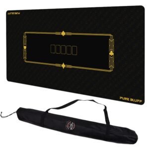 pure bluff poker mat for table - premium smooth, non-slip poker table mat with stronger edges - water resistant poker table tops card games - 70x35 inches, bag included