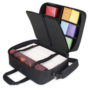 usa gear xl magic the gathering mtg deck box travel case - large mtg card storage bag with padded shoulder strap, customizable interior, weather resistant - fits deck boxes & sleeved cards - black