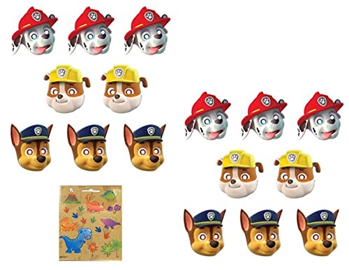 Amscan Paw Patrol Birthday Party Supplies Bundle Pack includes Children's Party Paper Masks - 16 Count