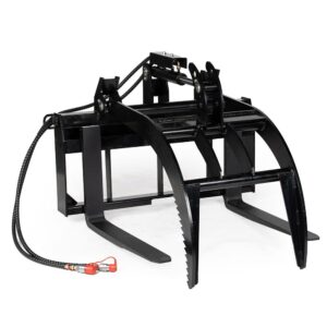 titan attachments hydraulic skid steer pallet fork grapple attachment v2 with 36in fork blades, 1/2in thick steel frame, quick tach mounting system