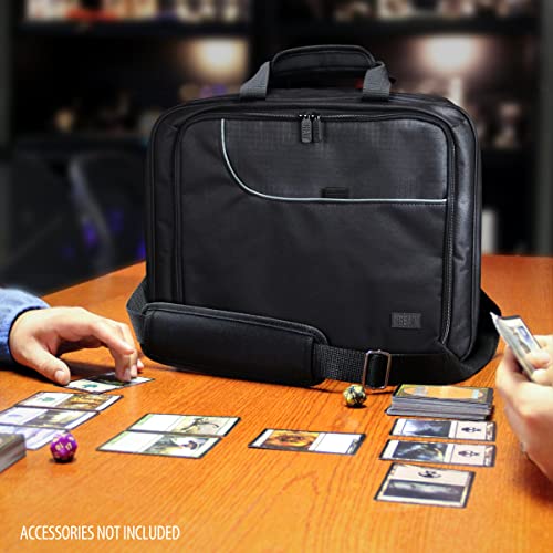 USA Gear XL Magic The Gathering MTG Deck Box Travel Case - Large MTG Card Storage Bag with Padded Shoulder Strap, Customizable Interior, Weather Resistant - Fits Deck Boxes & Sleeved Cards - Black