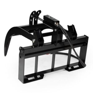 Titan Attachments Hydraulic Skid Steer Pallet Fork Grapple Attachment V2 with 36in Fork Blades, 1/2in Thick Steel Frame, Quick Tach Mounting System