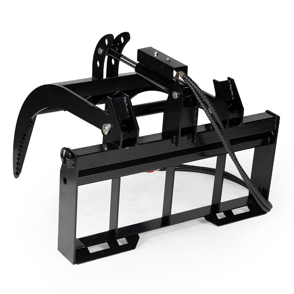 Titan Attachments Hydraulic Skid Steer Pallet Fork Grapple Attachment V2 with 36in Fork Blades, 1/2in Thick Steel Frame, Quick Tach Mounting System