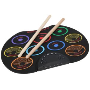 electronic drum pad electric drum set kids drum roll up practice drum pad beginner percussion instrument(colorful )