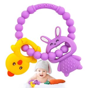 easter teething toys teethers for babies 0-6 months baby easter teether silicone chew toys easter basket stuffers for baby 6-12 months infant teething toys easter gifts boys grils purple bunny chicken