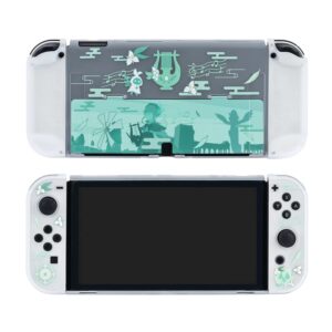 cute genshin impact venti case compatible with nintendo switch oled, dockable case cover, ergonomic soft tpu grip case for joycon, sparkle skin set