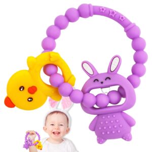 bunny easter teething toys for baby 3-6 months soft & easy grip silicone baby easter basket stuffers infant teething toys relief chocking-proof gifts boys girls