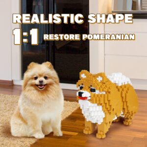 Dog Building Blocks Animal Dog Block Dog Building Set Animals Building Blocks 1:1 Life-Size Dogs Building Animal Set DIY 3D Block Toy Building Blocks for Kids Or Adult 1250PCS (Pomeranian)