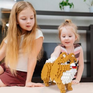 Dog Building Blocks Animal Dog Block Dog Building Set Animals Building Blocks 1:1 Life-Size Dogs Building Animal Set DIY 3D Block Toy Building Blocks for Kids Or Adult 1250PCS (Pomeranian)