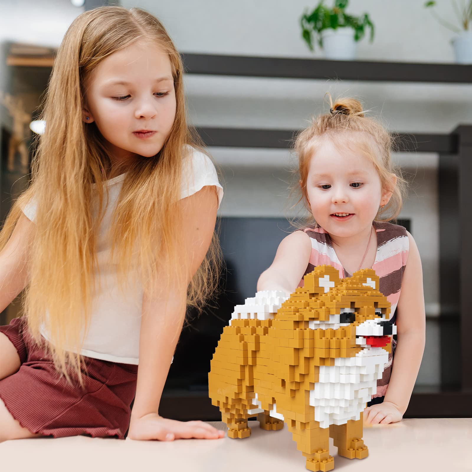 Dog Building Blocks Animal Dog Block Dog Building Set Animals Building Blocks 1:1 Life-Size Dogs Building Animal Set DIY 3D Block Toy Building Blocks for Kids Or Adult 1250PCS (Pomeranian)