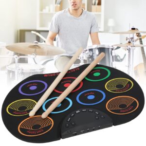 Electronic Drum Pad Electric Drum Set Kids Drum Roll up Practice Drum Pad Beginner Percussion Instrument(Colorful )