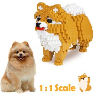 dog building blocks animal dog block dog building set animals building blocks 1:1 life-size dogs building animal set diy 3d block toy building blocks for kids or adult 1250pcs (pomeranian)