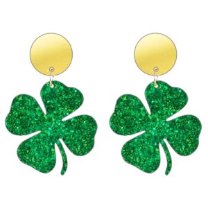 st. patrick's day earrings for women,irish shamrock acrylic dangle earrings, green hat clover horseshoe drop earrings for irish festival (a)