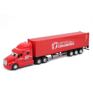 VBESTLIFE Pull Back Car Toy, High Simulation Alloy Container Truck Car Model with Sound Light Kid Vehicles Toys Cars & Race Cars Vehicles ((red))