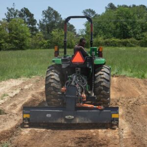 Titan Attachments 3 Point Hydraulic 6-Way 84" Rear Blade, Fits Cat 1 & 2 Tractors, 3 Cylinders for Tilt, Angle, Offset Grading and Scraping Land Leveler