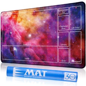 biouai starry playmat for mtg magic the gathering - stitched field rules zones play mat with free tube case for mtg card game playing for beginner(purple)