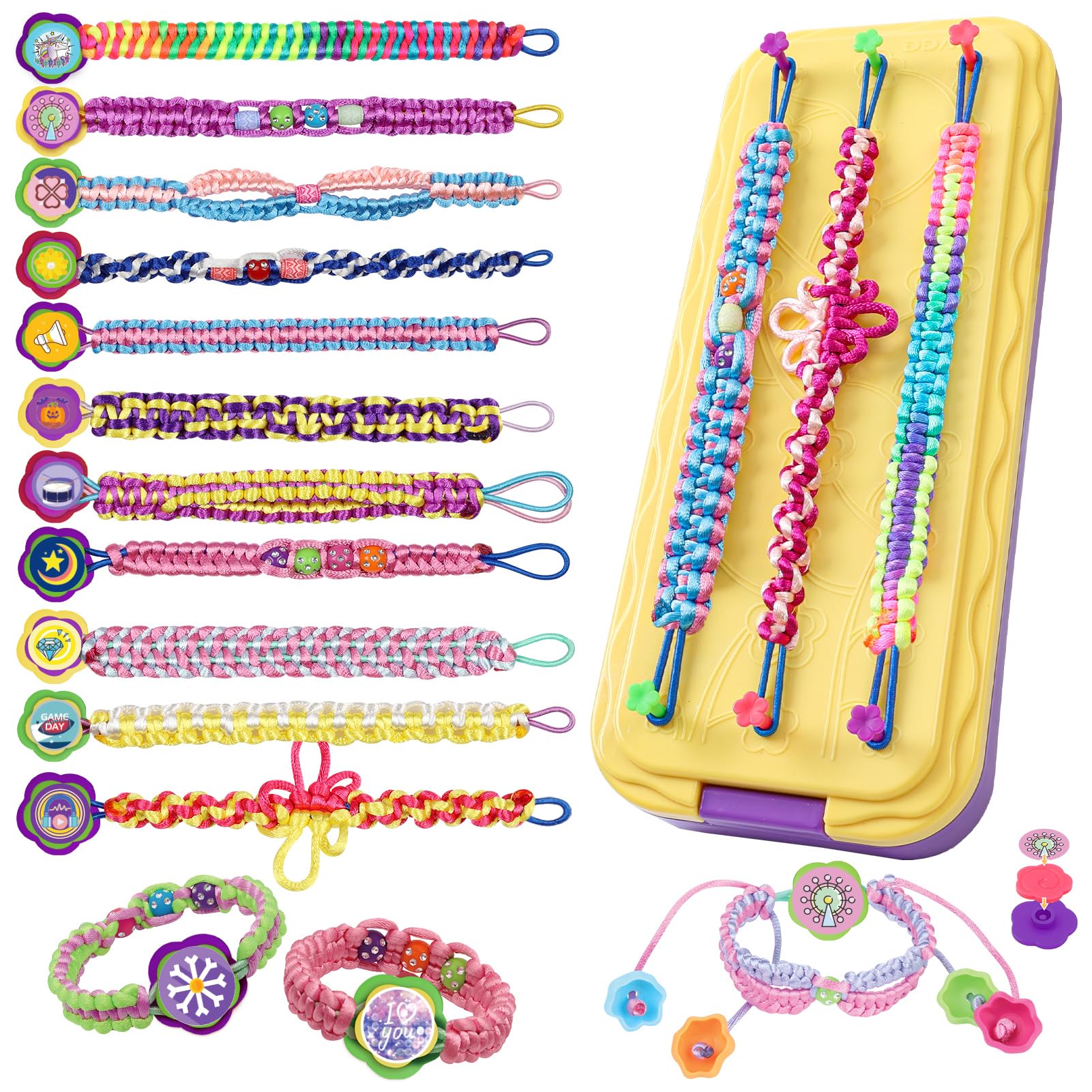 Friendship Bracelet Making Kit for Girls - DIY Arts and Crafts Toys for 6 7 8 9 10 11 12 Years Old, Cool Bracelet String Making Kits for Travel Activity, Best Birthday Gifts for Teen Girls