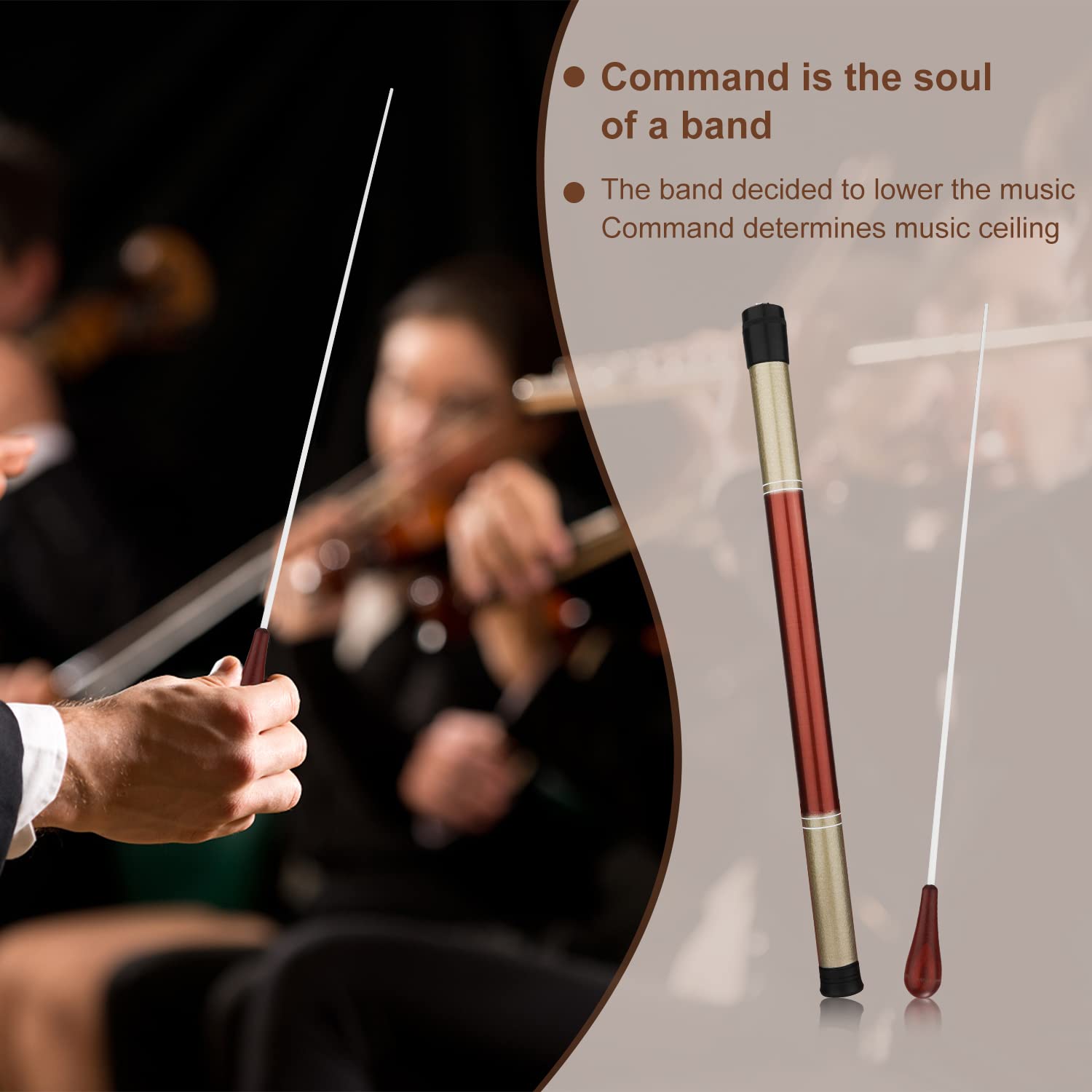 Music Baton Orchestra Baton Music Conducting Baton Orchestra Conductor Baton with Pear Shaped Handle (Rosewood)