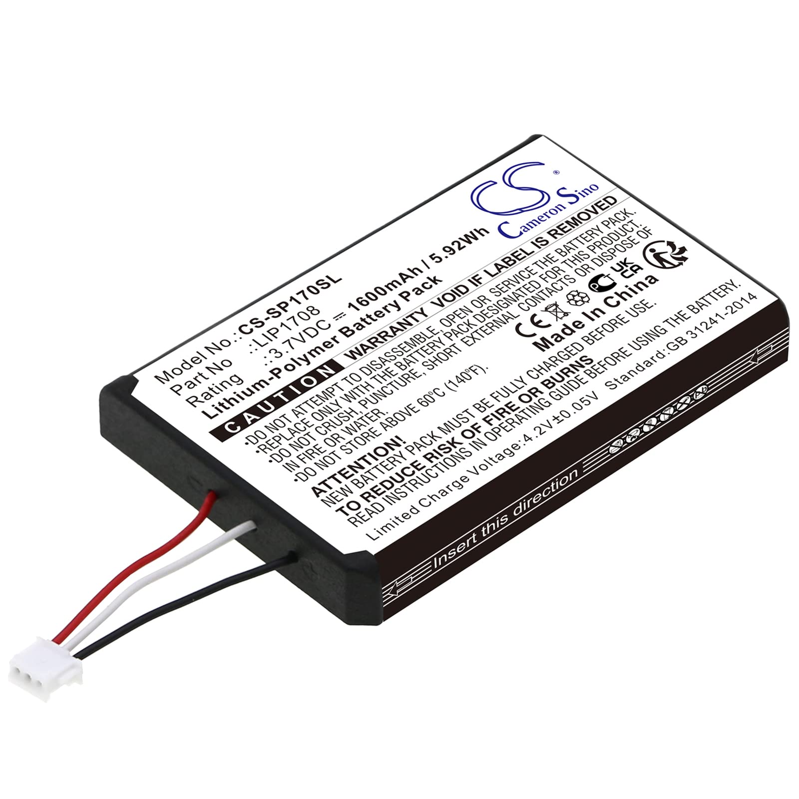 ELMEKO Replacement for Battery Compatible Sony LIP1708, CFI-1015A, CFI-ZCT1W, PS5 DualSense (1600mAh/3.7V)