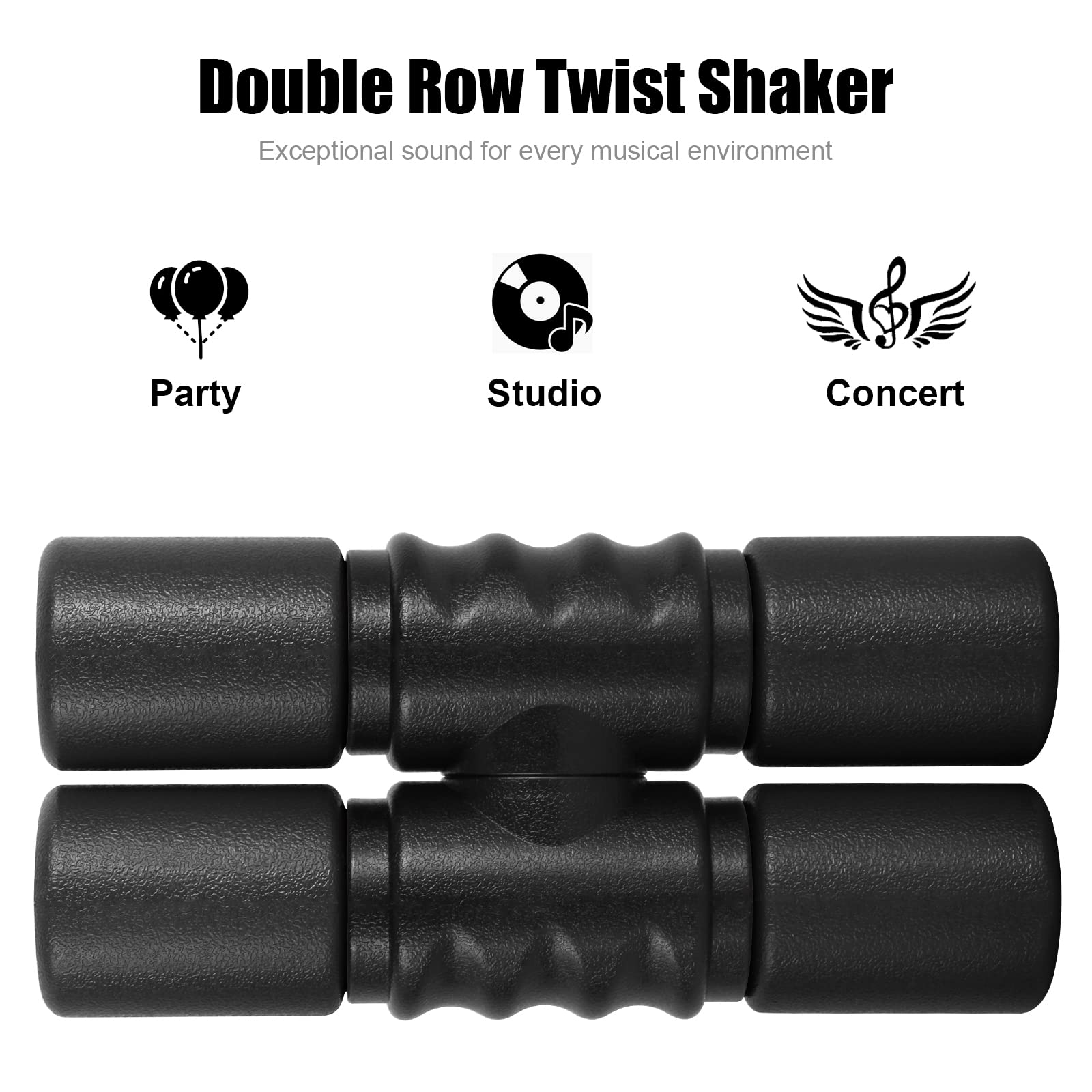 RANMING Twist Shaker ABS Double Row Shakers Percussion Instruments Medium Volumelatin Percussion Instruments for Accompaniment,Studio,Band,Drummers(Black)