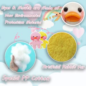 LALAFANFAN Duck Plush, Cute Duck Stuffed Animal for Teen Girls, Kawaii Duck with Glasses and Clothes, Cute Stuffed Animal, Birthday Gifts Ideas (White Pink)