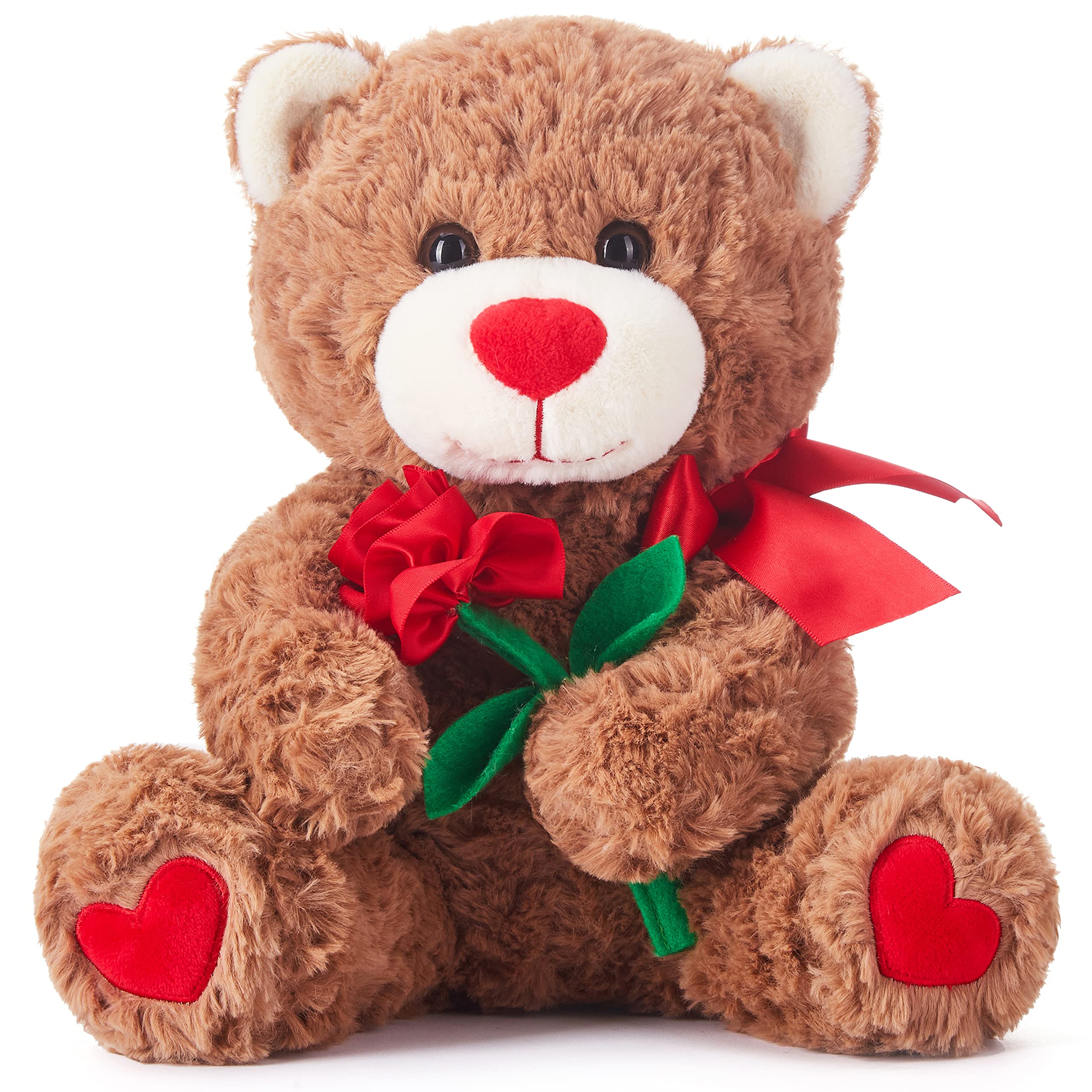 IKASA Bear Stuffed Animal Love Plush Toy with Bow for Valentine Day,Cute 10.6" Soft Plushie Small Toy,Valentine’s Day Gifts for Girlfriend (Bear)