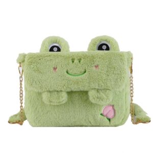 plush animal handbag crossbody bag, cute lolita plush purse, funny birthday gift for women girl(green)