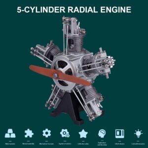 Five-Cylinder Radial Engine Model Kit, 230 Pieces 1:6 DIY Metal Aircraft Mechanical Working Motor Assembly Kit