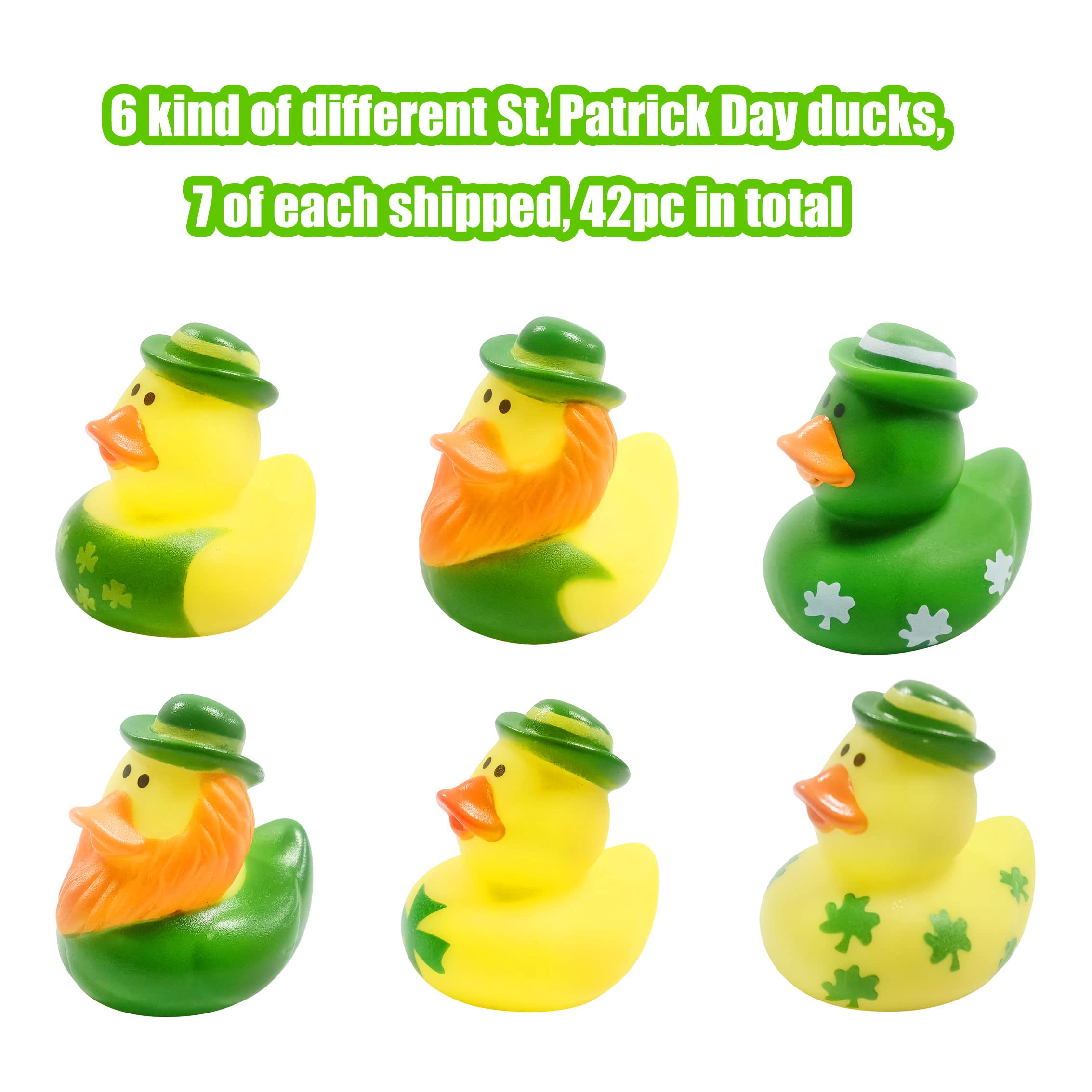 42 Pcs St. Patrick's Day Rubber Ducks,Baby Showers Accessories,Mini 2.16" Duckies Bath Toys for Kids St. Patrick's Day Party Favors,Gift Exchange (St. Patrick's Day)