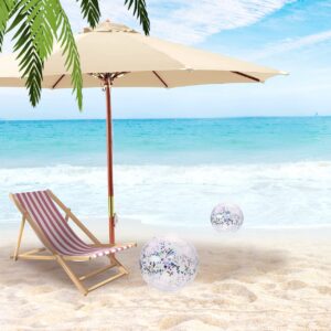 Glitter Beach Balls 2PCS Inflatable Floatable Confetti Swimming Pool Party Ball Clear Sand Sport Ball for Outdoor Summer Beach Pool Water Play Party Favor for Adult Boys Girls (11 Inch, Silver)