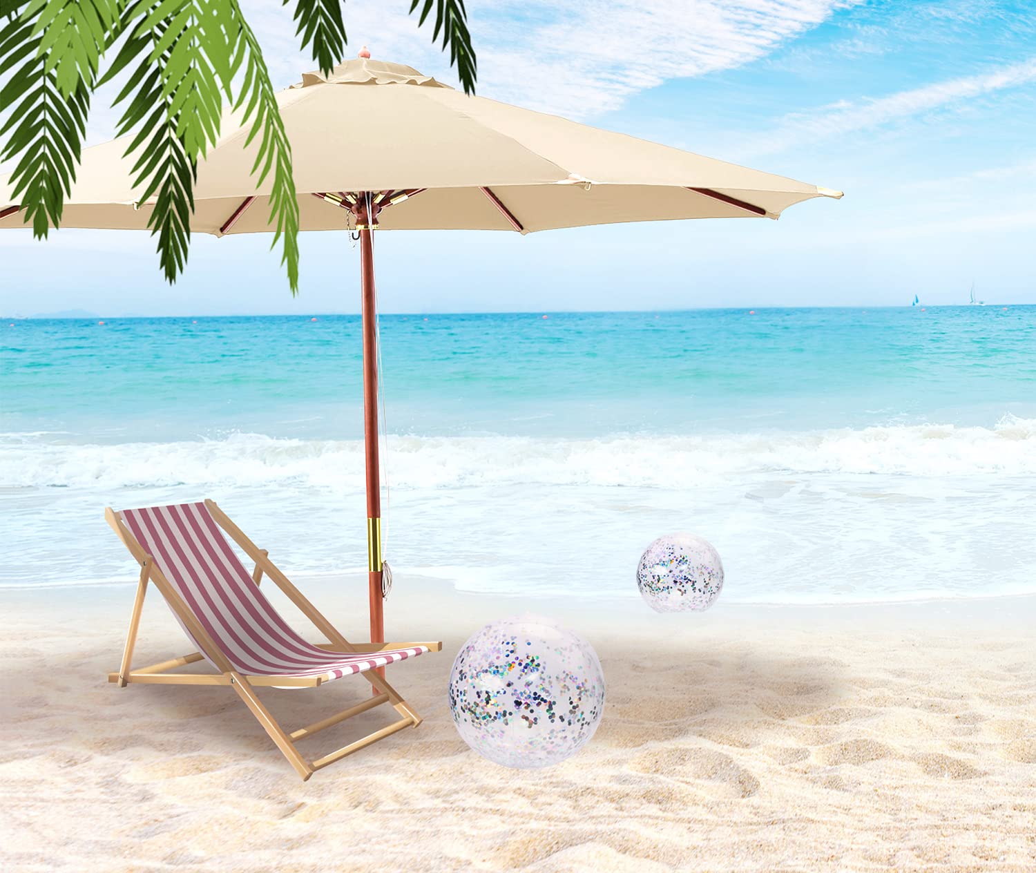 Glitter Beach Balls 2PCS Inflatable Floatable Confetti Swimming Pool Party Ball Clear Sand Sport Ball for Outdoor Summer Beach Pool Water Play Party Favor for Adult Boys Girls (11 Inch, Silver)