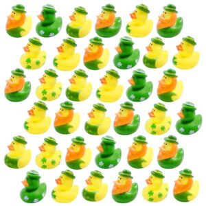 36 pcs st. patrick's day rubber ducks baby showers accessories jeep ducks bath toys for kids girls boys st. patrick's day party favors gift exchange