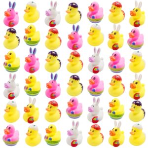 42 pcs easter rubber ducks,baby showers accessories,mini 2.16" bunny duckies bath toys for kids fun bath, easter basket stuffers and party favors (easter)