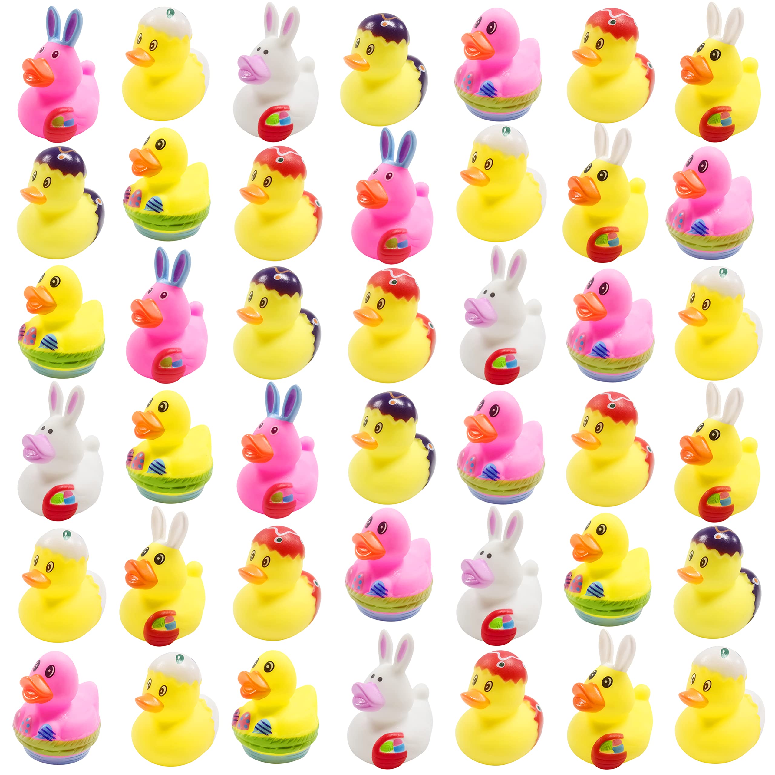 42 Pcs Easter Rubber Ducks,Baby Showers Accessories,Mini 2.16" Bunny Duckies Bath Toys for Kids Fun Bath, Easter Basket Stuffers and Party Favors (Easter)